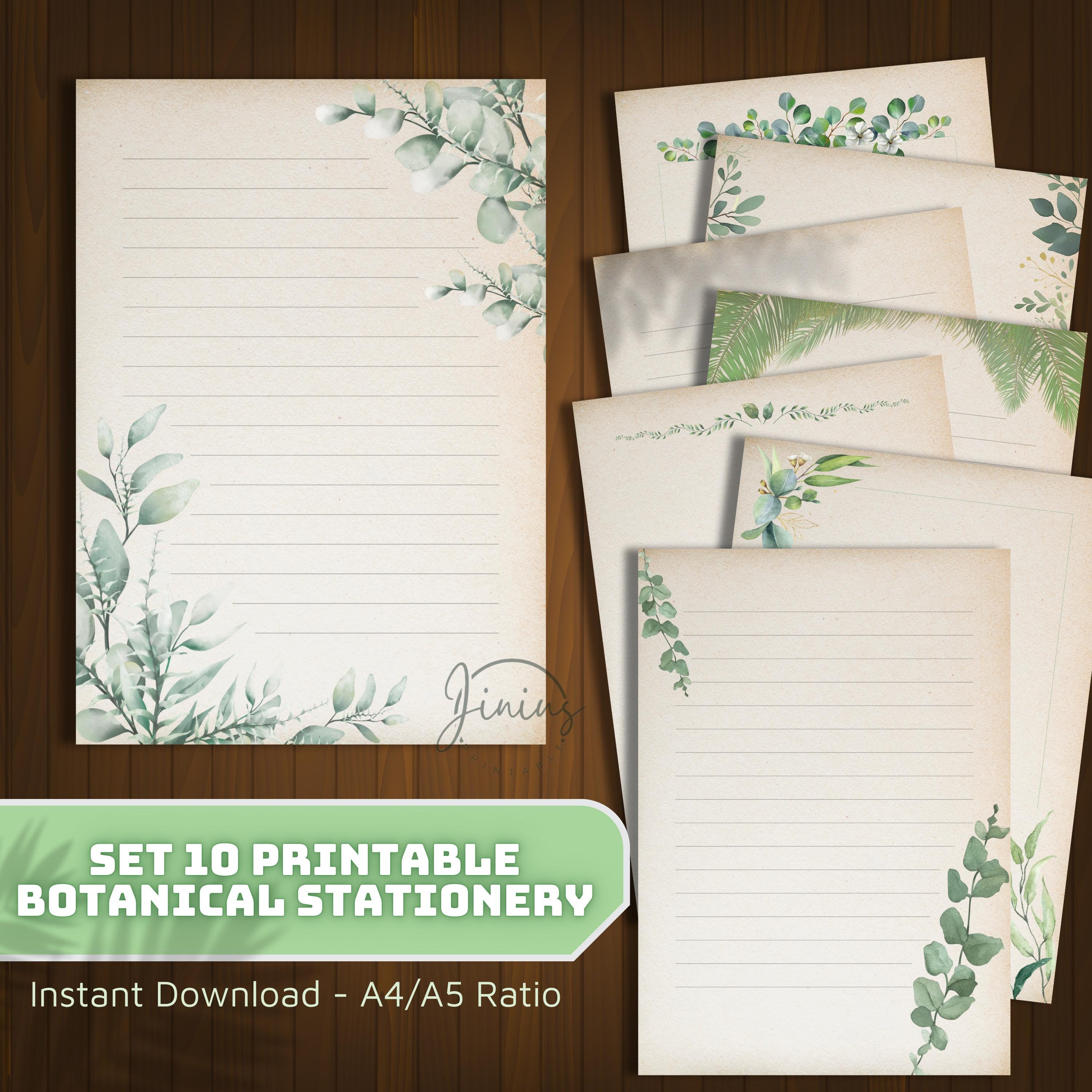 10 Printable Vintage Botanical Stationery Rustic Paper Letter Paper ...