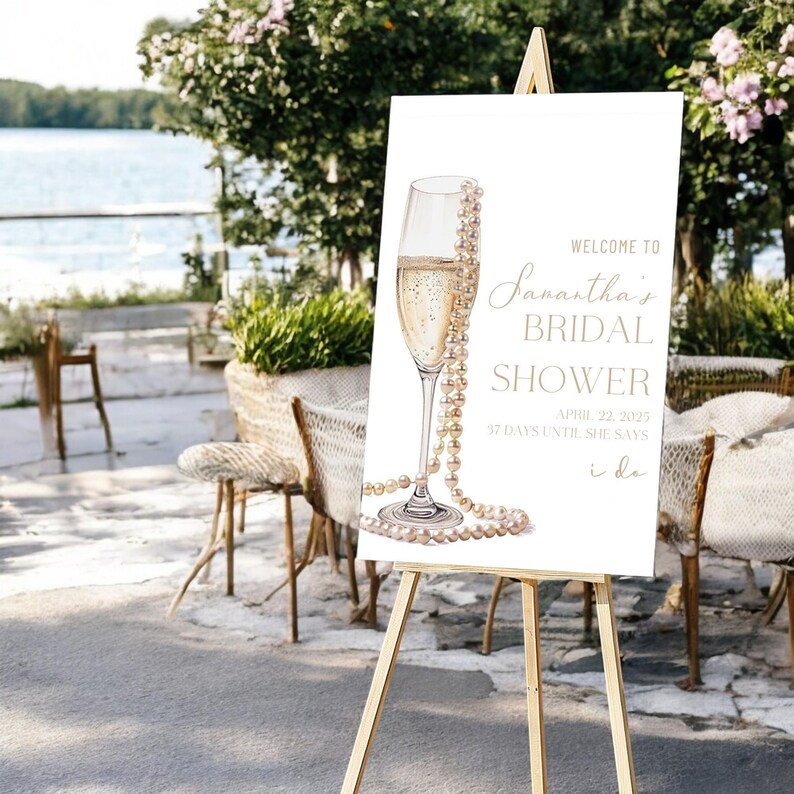 Pearls and Prosecco Bridal Shower Sign, Custom Bridal Shower Welcome ...