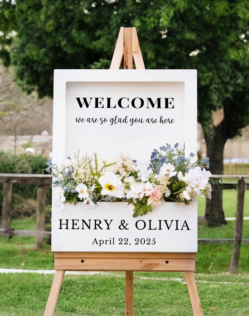 Wedding Welcome Sign - Flower Box Welcome Sign - Personalized Event ...