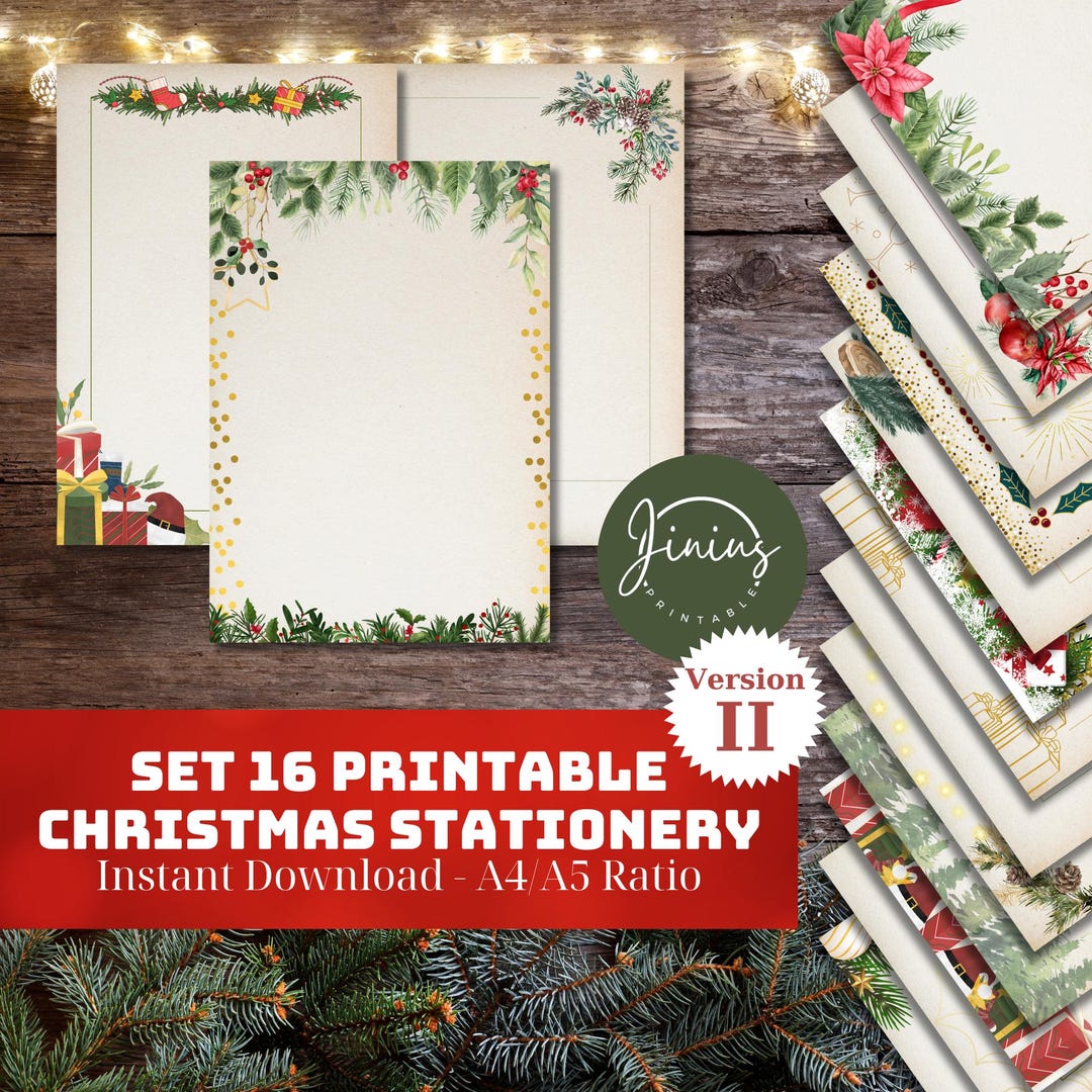 16 Printable Vintage Christmas Stationery Version 2 - Christmas Letter ...