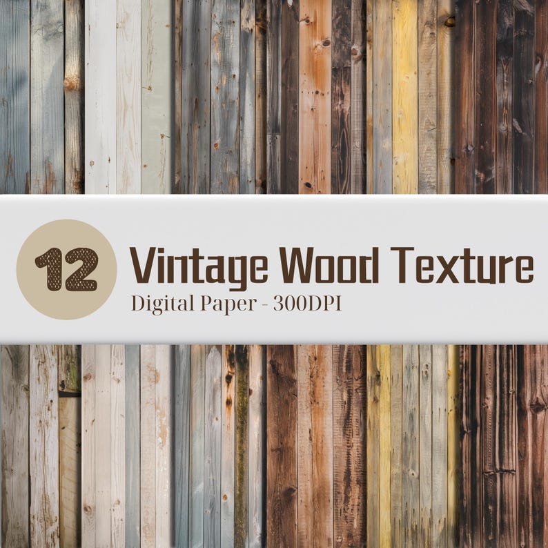 Vintage Wood Texture Digital Artwork, 12 High-quality Backgrounds ...