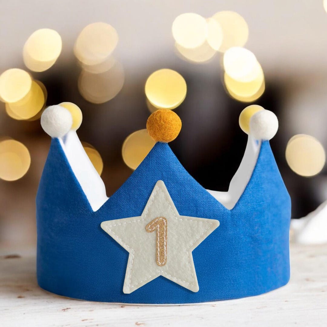 Number and Star Custom Linen Crown for Kids & Children's Birthday ...