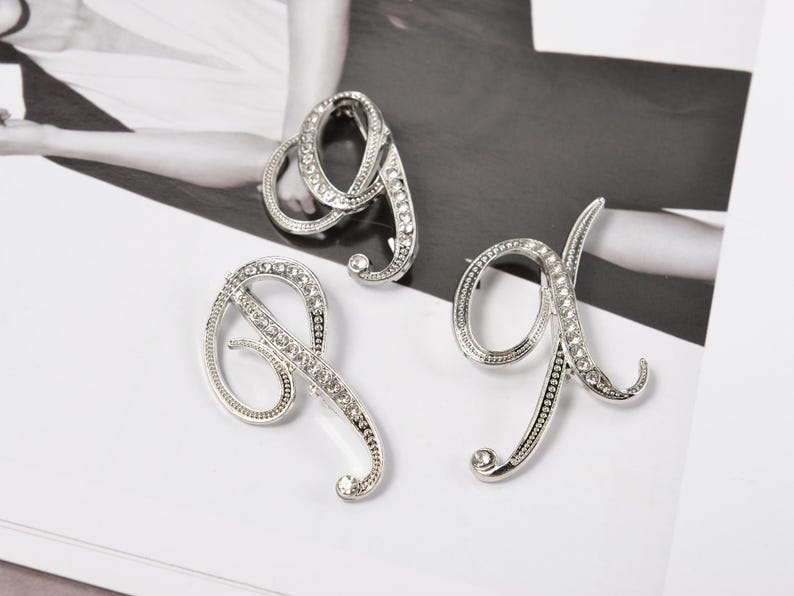Large Letter Cursive Initial Pin, Letter Pin Brooch,vintage Elegant ...