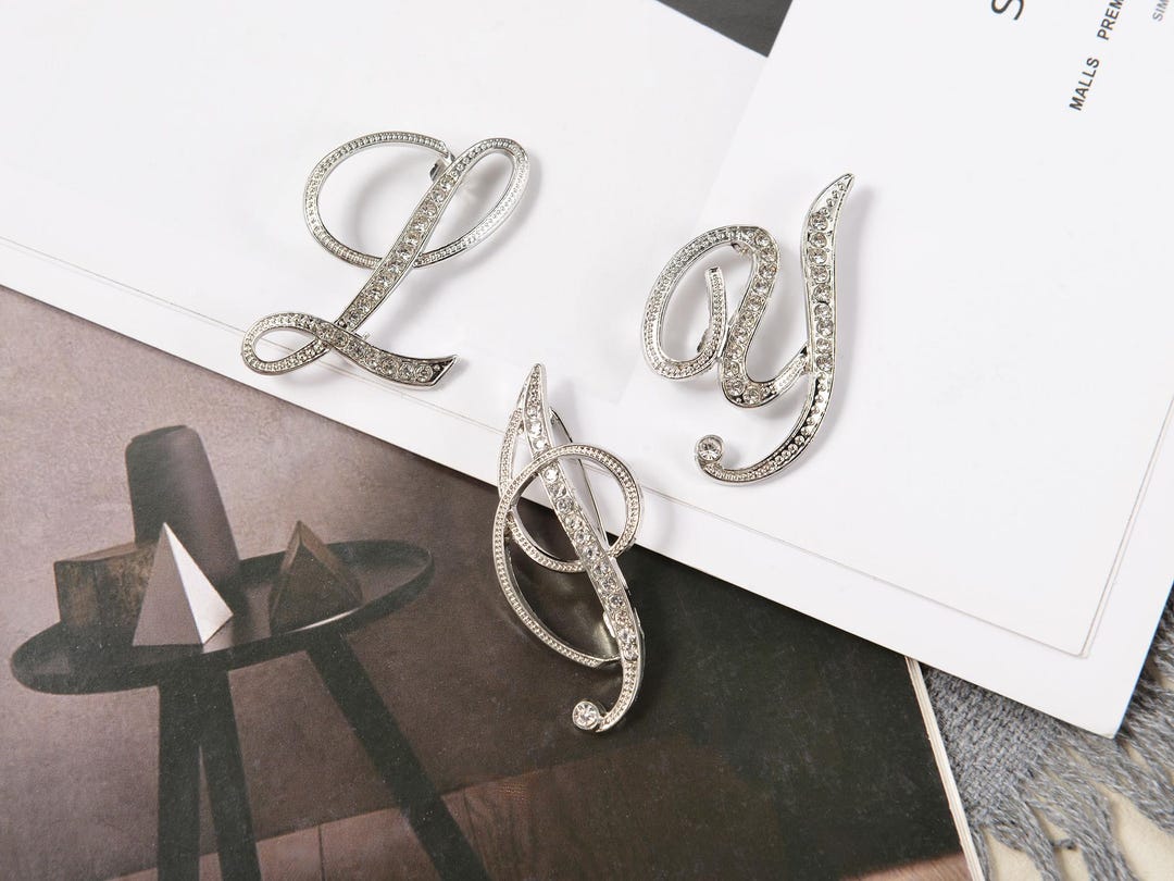 Large Letter Cursive Initial Pin, Letter Pin Brooch,vintage Elegant ...