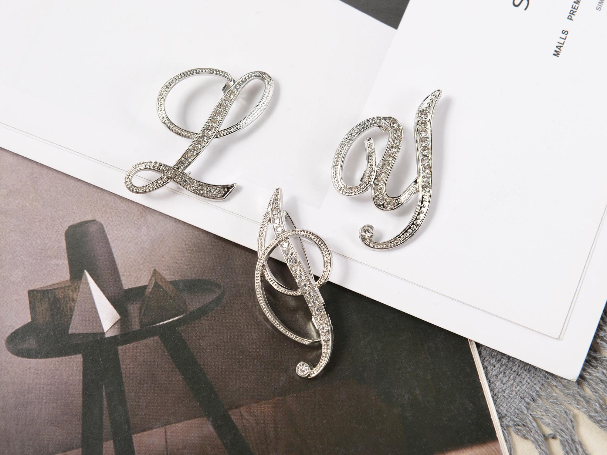 Large Letter Cursive Initial Pin, Letter Pin Brooch,vintage Elegant ...