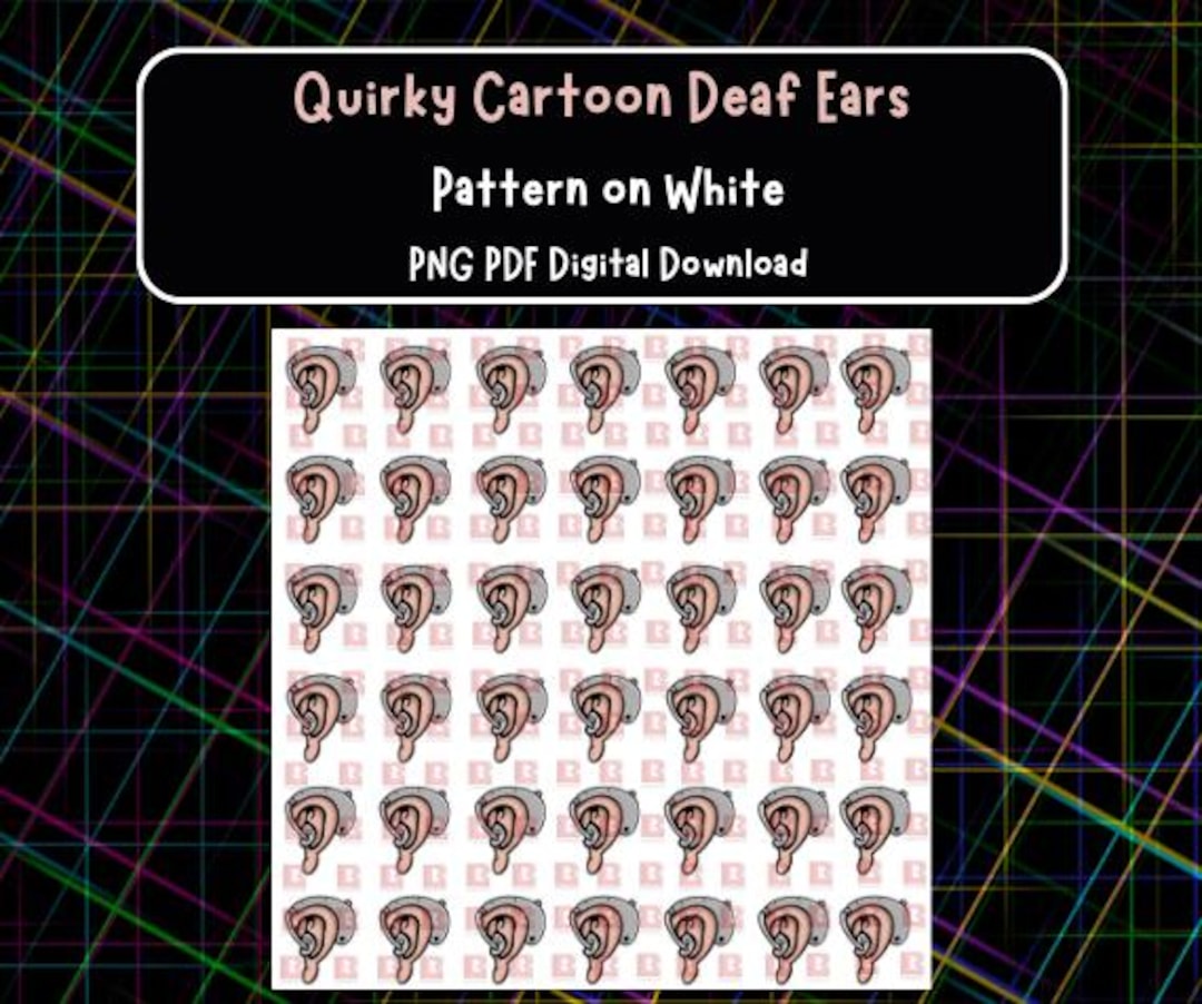 Deaf Ear Hearing Aid Pattern on White Fun Digital Download Quirky Art ...