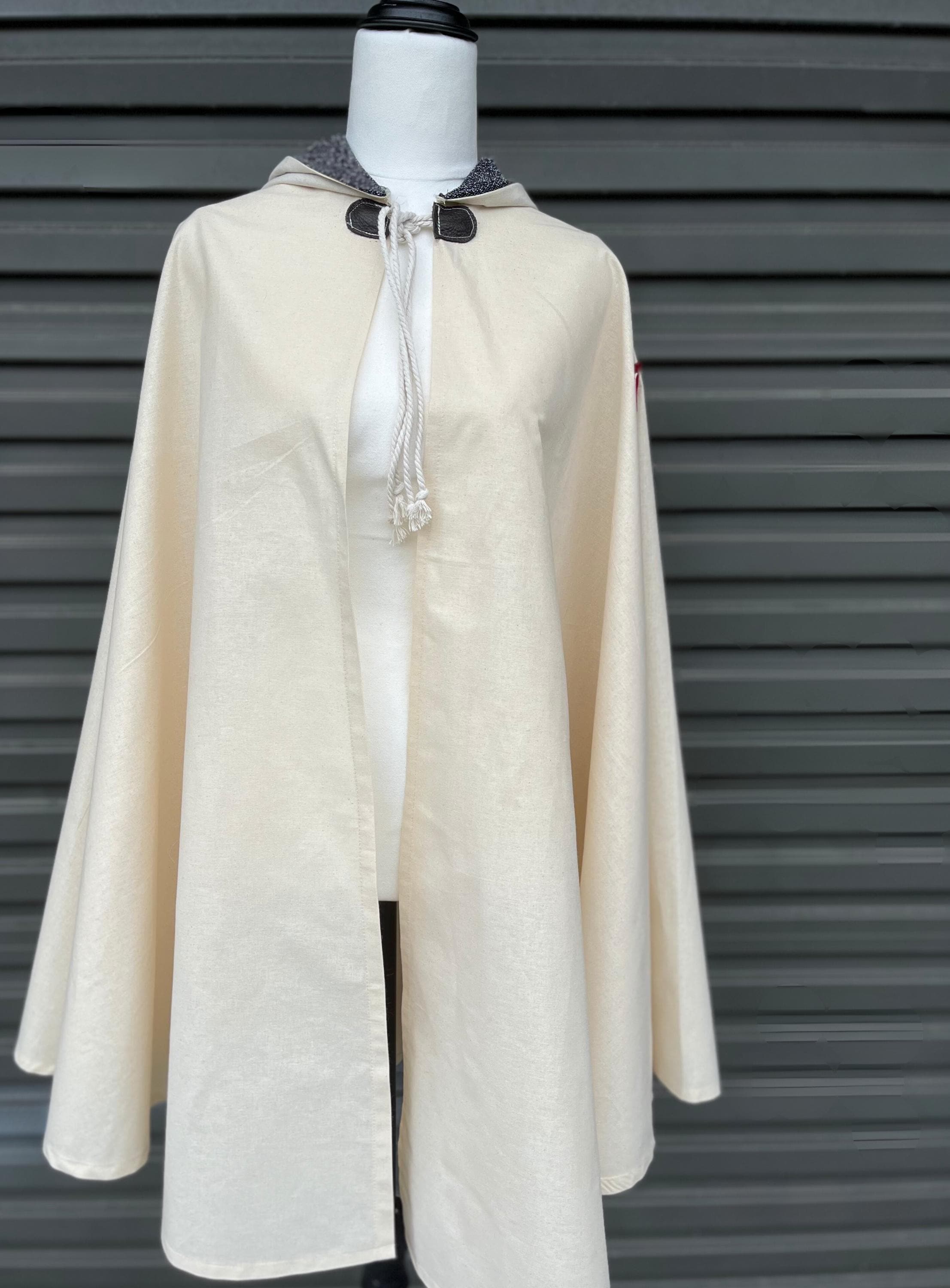 Medieval/ Knights Templar Natural/ White Cloak and Tunic With Lined ...