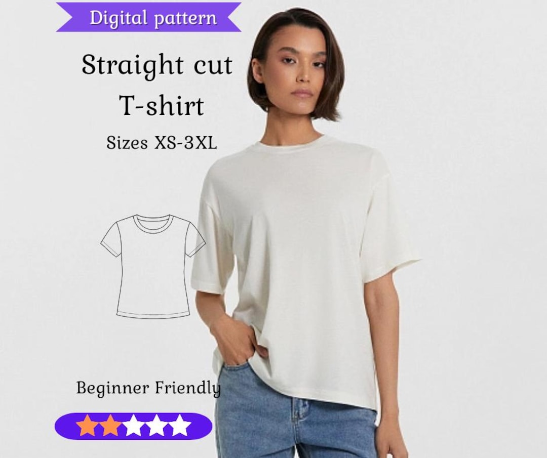 Straight Fit T-shirt Sewing Pattern – Women's Sizes XS-3XL (PDF Pattern ...