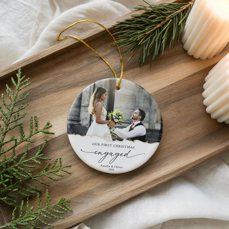 First Christmas Engaged Ornament, Our 1st Married, as Fiance Keepsake ...