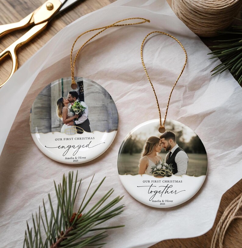 First Christmas Engaged Ornament, Our 1st Married, as Fiance Keepsake ...