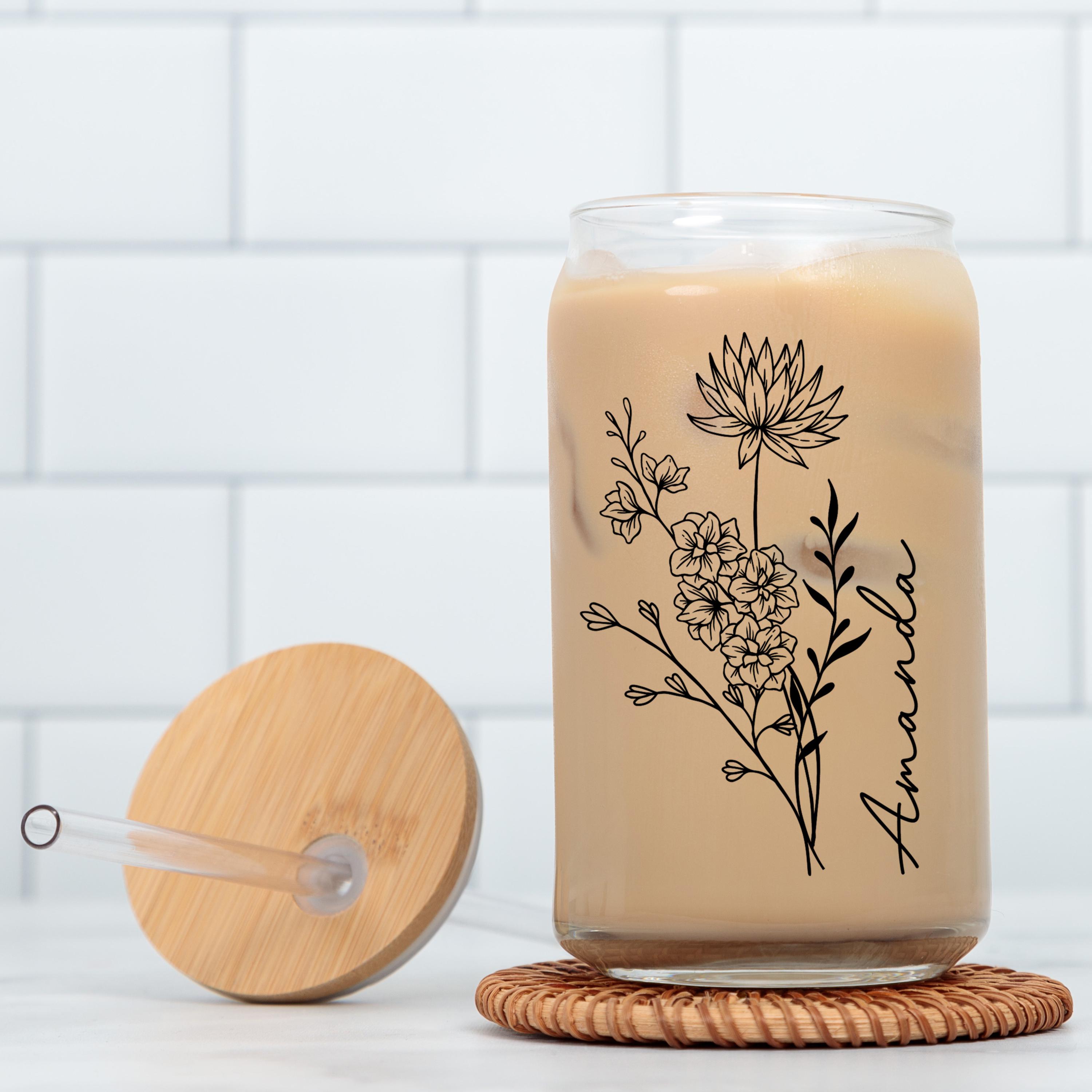 Personalized Birth Flower Tumbler Name With Lid and Straw , Birth ...