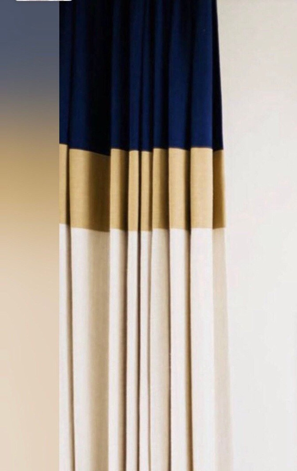 Pair Color Block Linen Curtains Rod Pocket Drapes Grey - Etsy