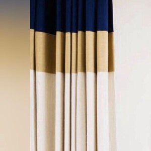 Pair Color Block Linen Curtains Rod Pocket Drapes Grey - Etsy
