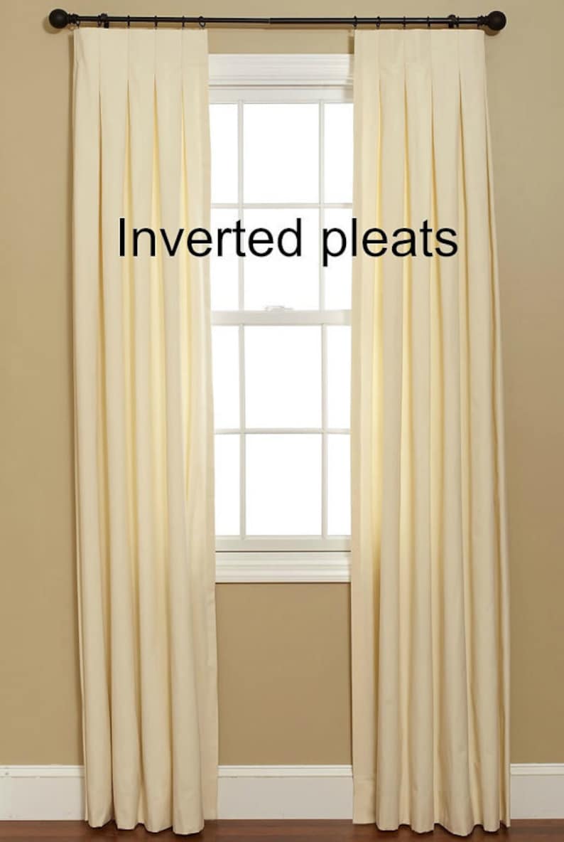 Pleated Linen Drapes Inverted Pleats Two Tone Curtains | Etsy