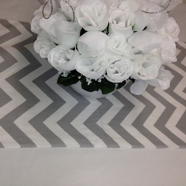 Gray Chevron Table Runner - Etsy