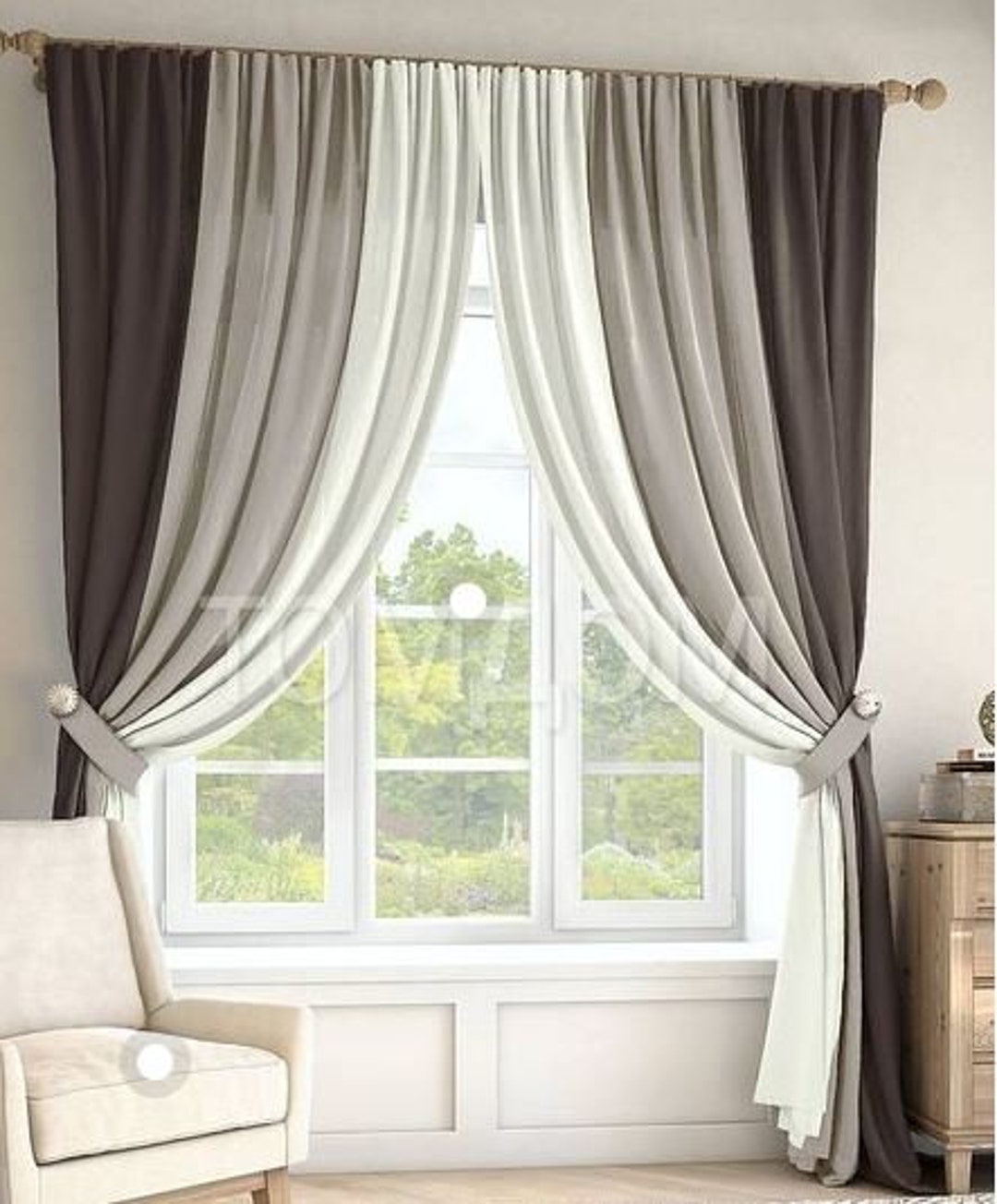 Six Curtain Panels, Linen Window Curtains, Rod Pocket Drapes, - Etsy