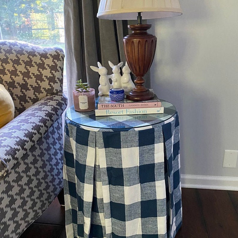 Blush Pink Bella and White Buffalo Check Tableskirt Table Skirt ...