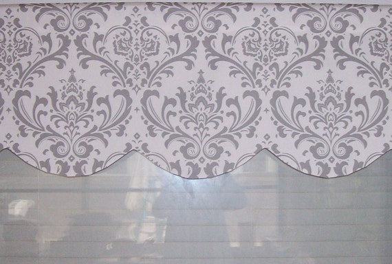 Lined scallop valance made to order traditions grey and | Etsy