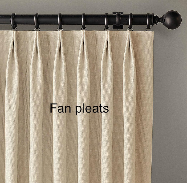 Pleated Linen Curtains Drapes, Curtain Panels With Custom Scallop Trim ...