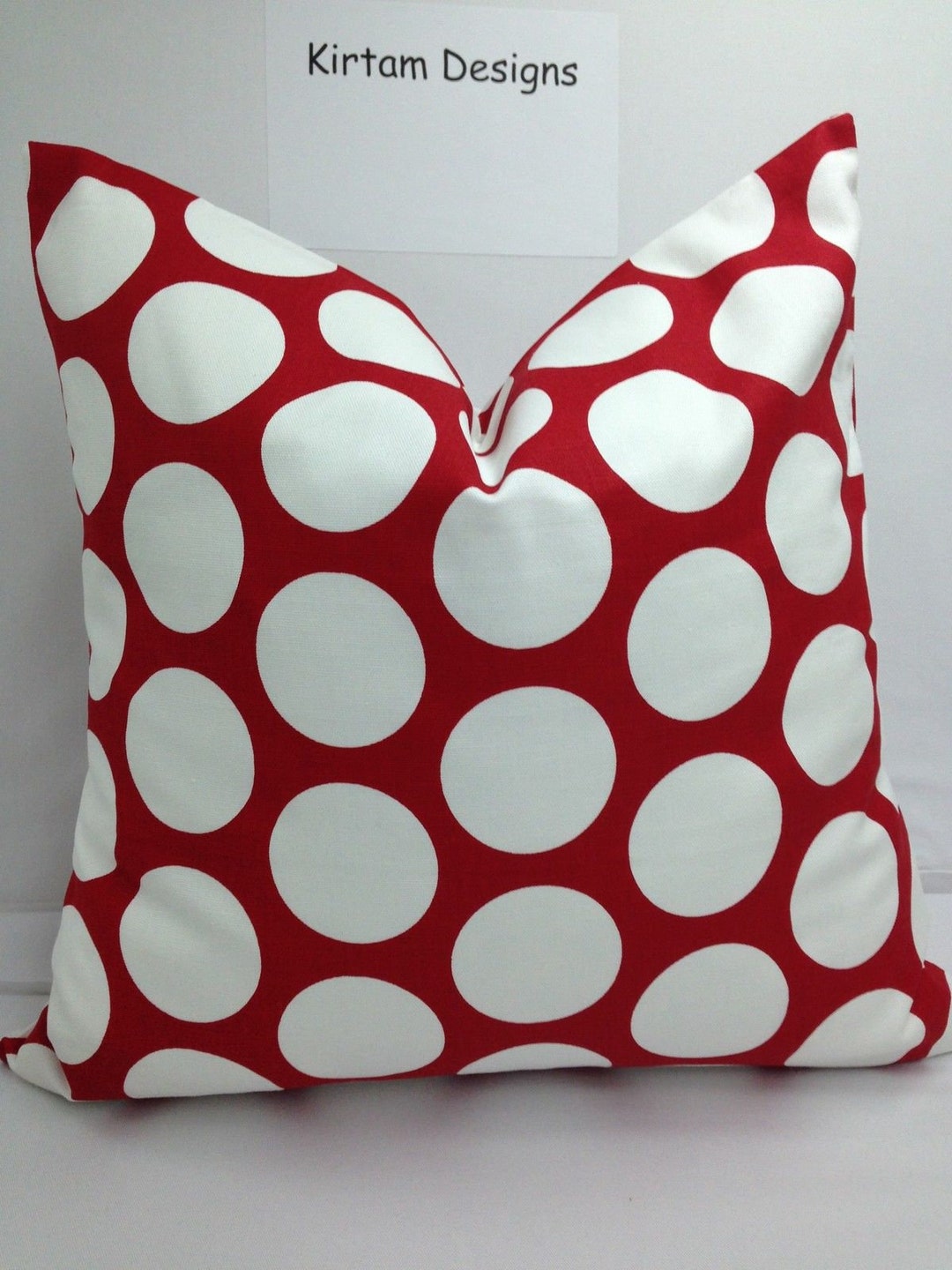 RTS, One 18" X 18" Red and White Polka Dot Decorative Throw Pillow ...