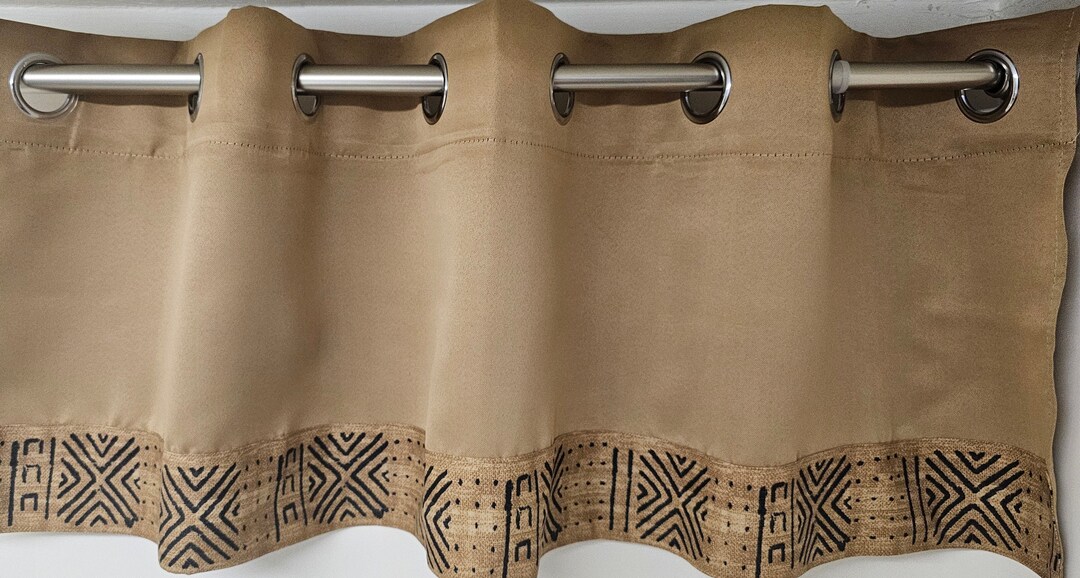 Beige Color Grommet Valance With African Mudcloth 52W X 17H - Etsy