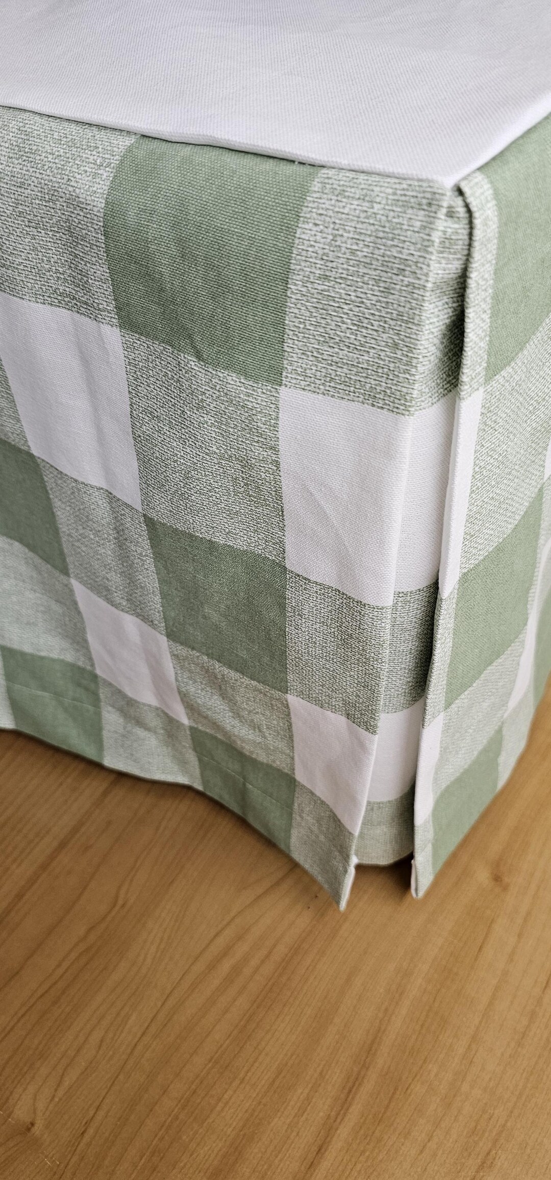Sage Green Buffalo Check Bedskirt, Plaid Bed Skirt, Tailored Pleats ...