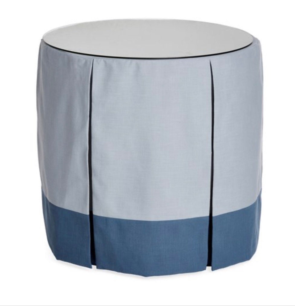 Round Table Skirt With CONTRAST BORDER Pleated Tablecloth - Etsy