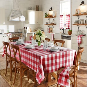 Buffalo Check Tablecloth, Rectangular Table Cloth, Red Check, French ...