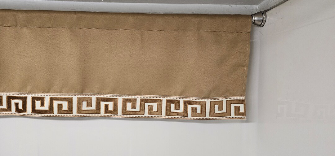 Antique Gold Valance With Embroidered Greek Key Trim 52W X 17H - Etsy