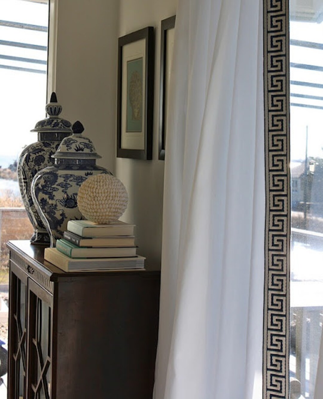 Pleated Linen Drapes, Greek Key Drapes, White Pleated Drapes, White ...