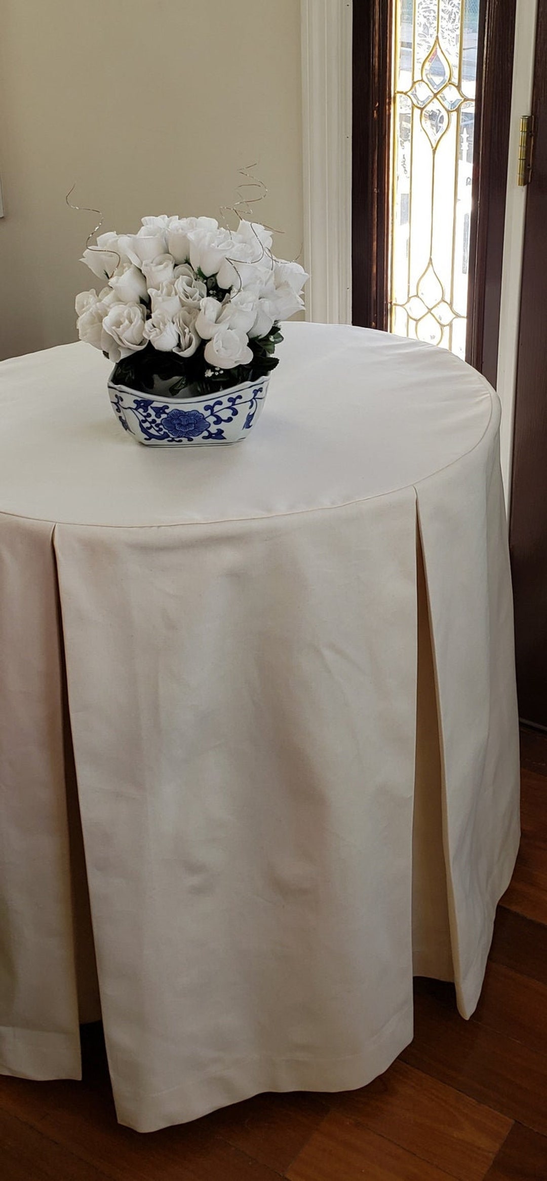 Round Tableskirt Natural Color or White Decorator Cotton Table Skirt ...