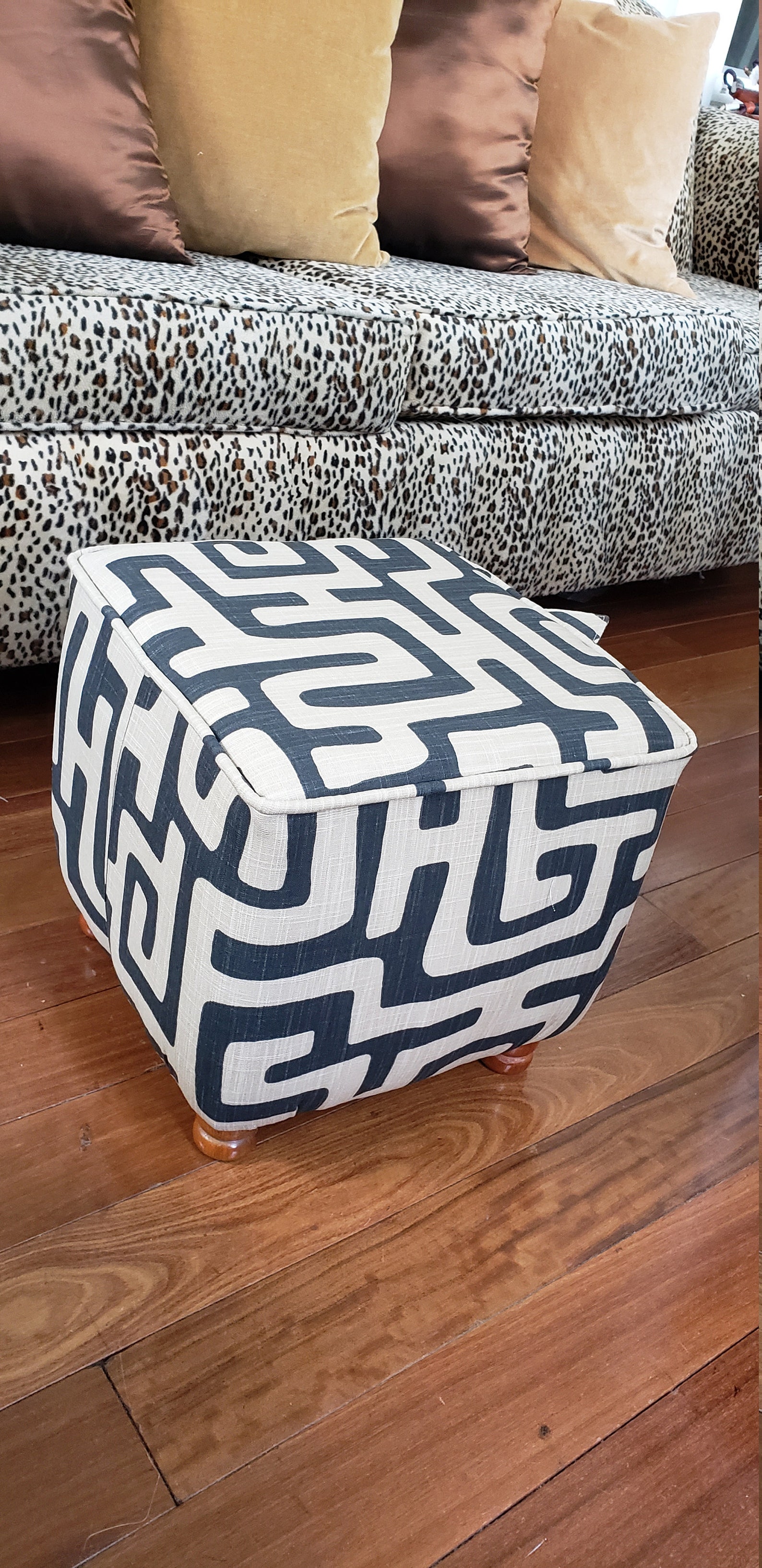 African Kuba Cloth Inspired Drapes Curtains, Ethnic Decor Brown Beige ...