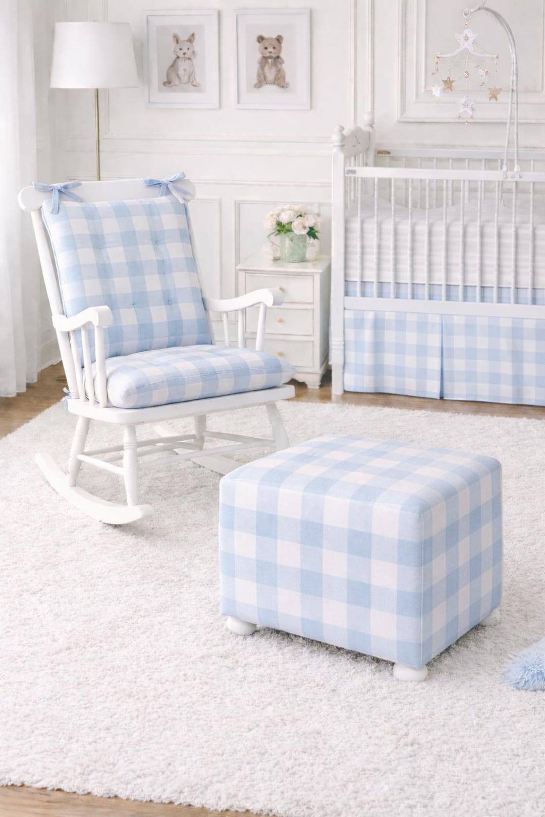 Set of Rocking Chair Cushions and Matching Ottoman Buffalo Plaid - Etsy