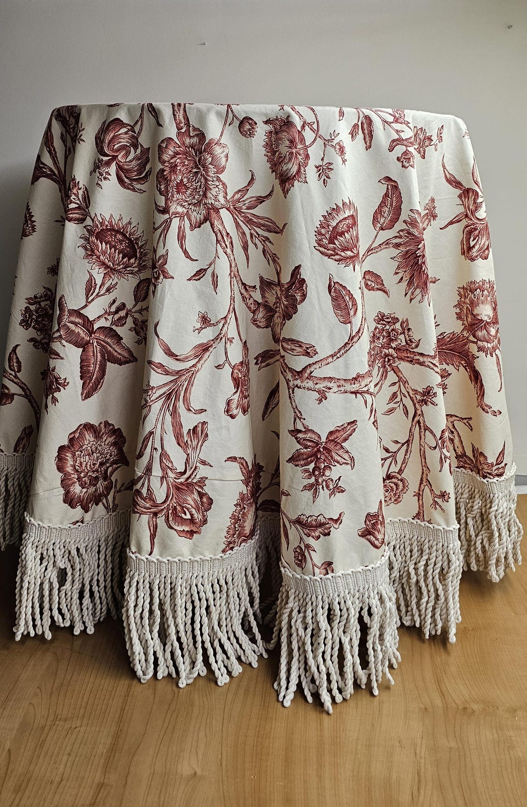RTS 72" Diameter Round Tablecloth With Bullion Fringe P Kaufman Red ...