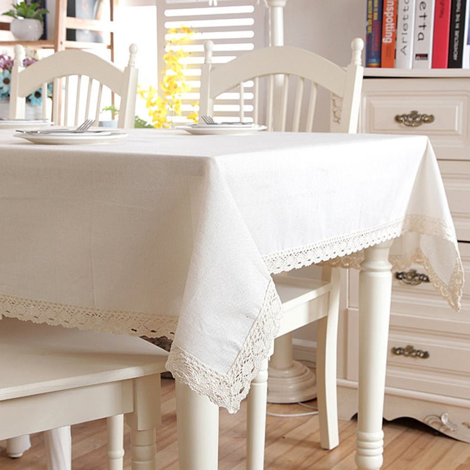 White Linen Tablecloth 72W X 120L Table Cover Solid Color | Etsy