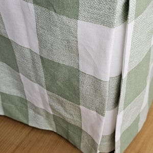 Sage Green Buffalo Check Bedskirt, Plaid Bed Skirt, Tailored Pleats ...