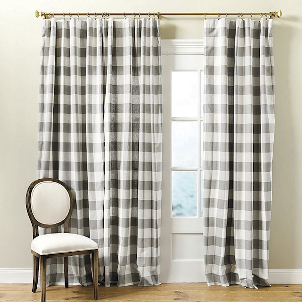 Black and White Buffalo Plaid Curtains - Etsy