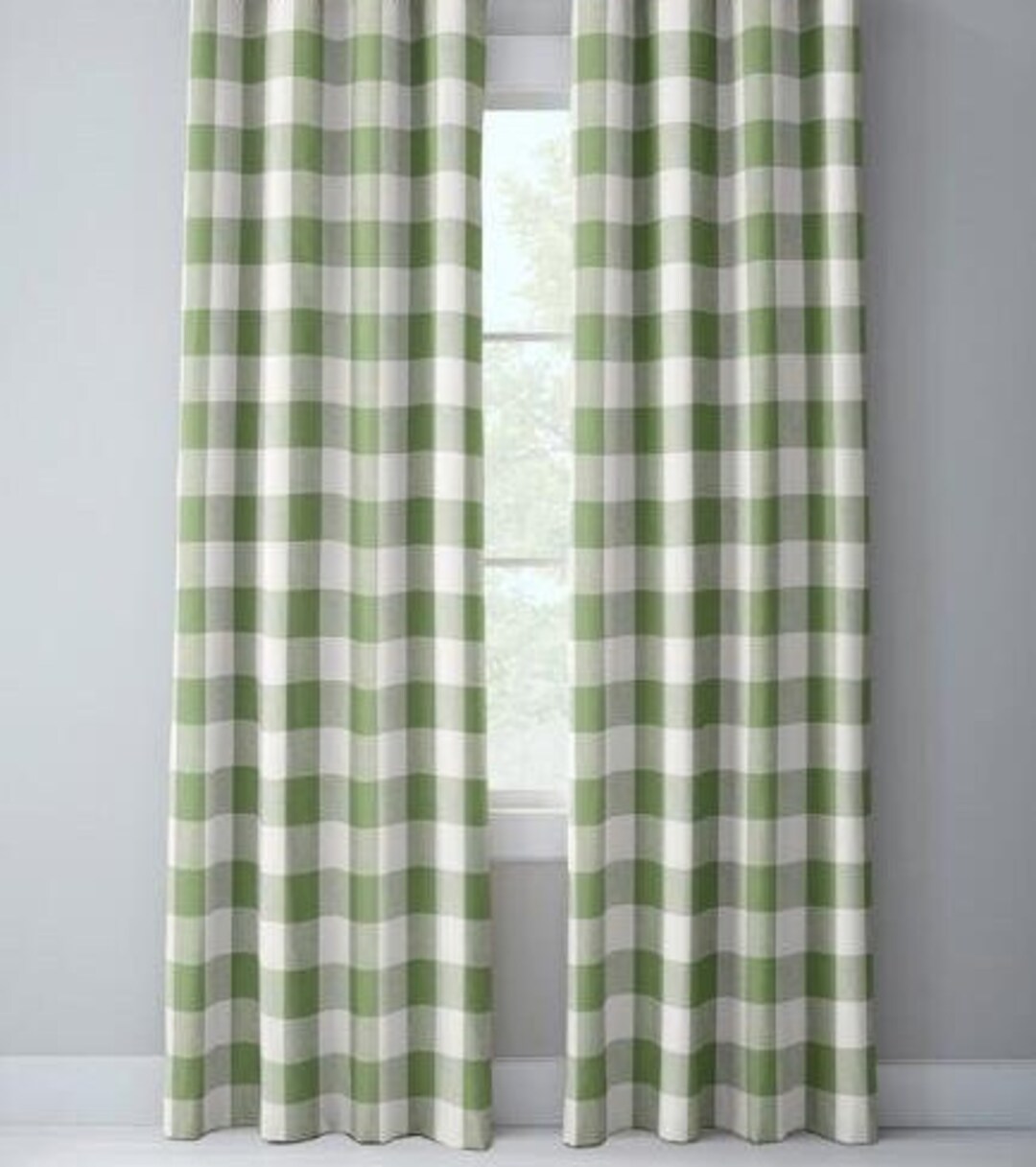 Two Panels, Rod Pocket Buffalo Plaid Window Curtains Check Drapes ...