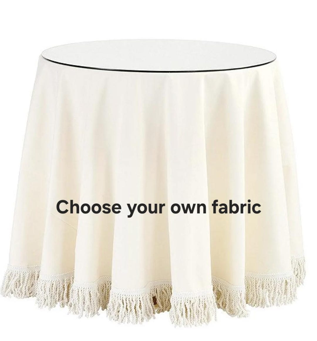 Choose Your Own Fabric Round Tablecloth With Bullion Fringe, Table ...