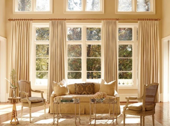 Pair Rod Pocket Linen Drapes Solid Color Beige Linen Window | Etsy