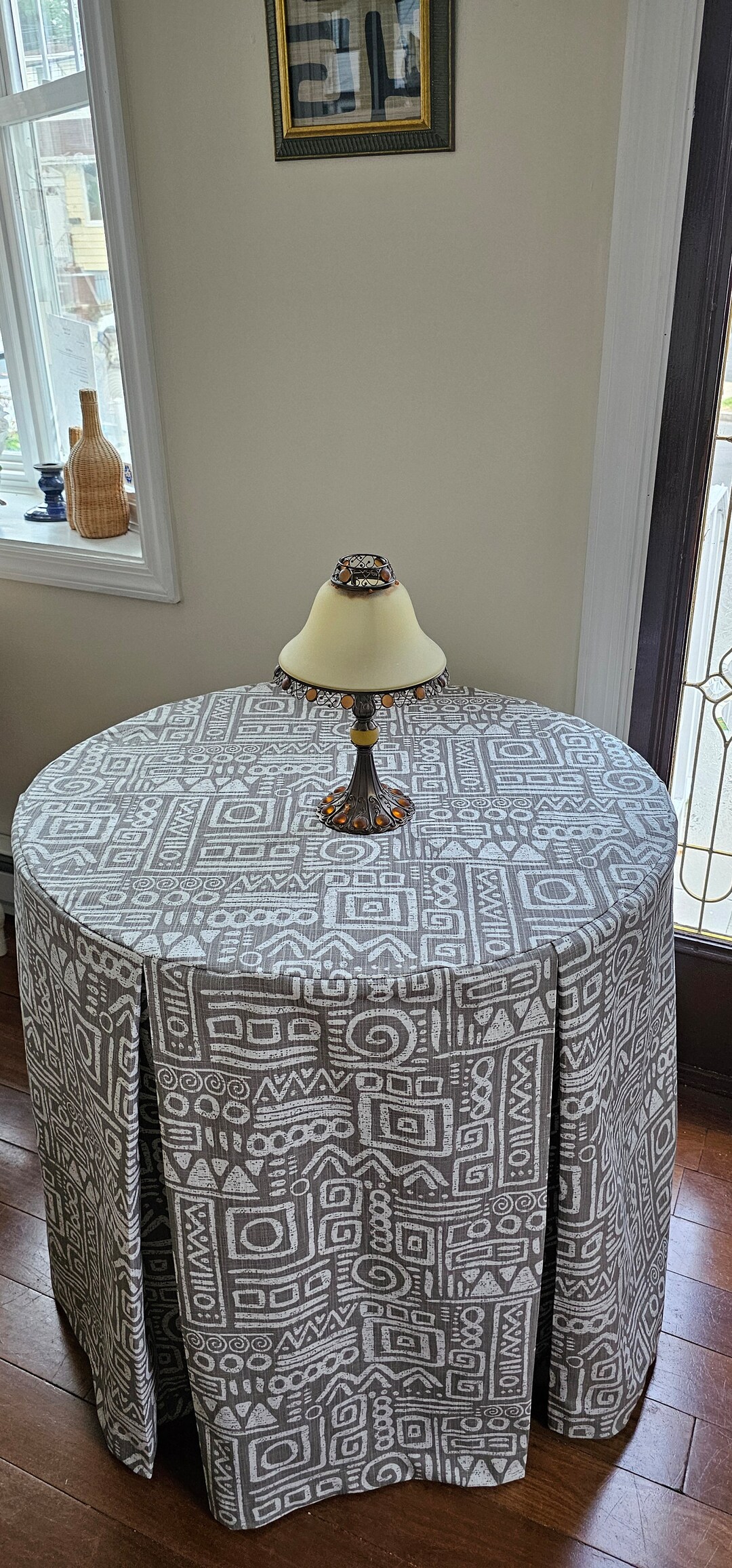 RTS Already Made Round Table-skirt, Geometric Pleated Tailored Table ...