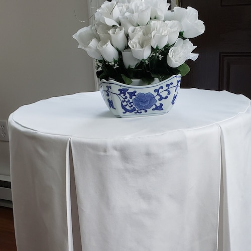White Cotton Tableskirt Pleated Table Skirt Round Table - Etsy