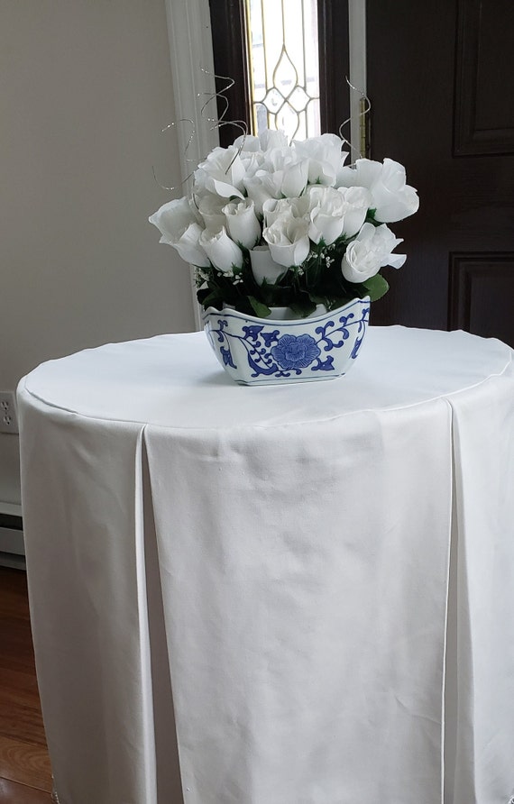 White Cotton Tableskirt Pleated Table Skirt Round Table - Etsy