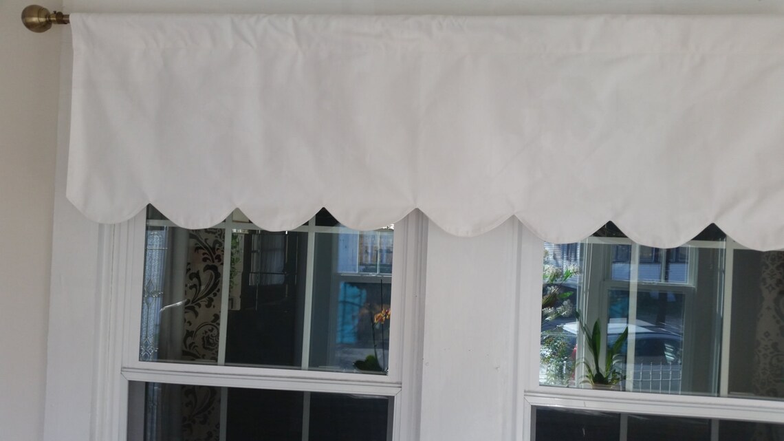 COTTON VALANCE Lined Scallop Valance Solid White - Etsy