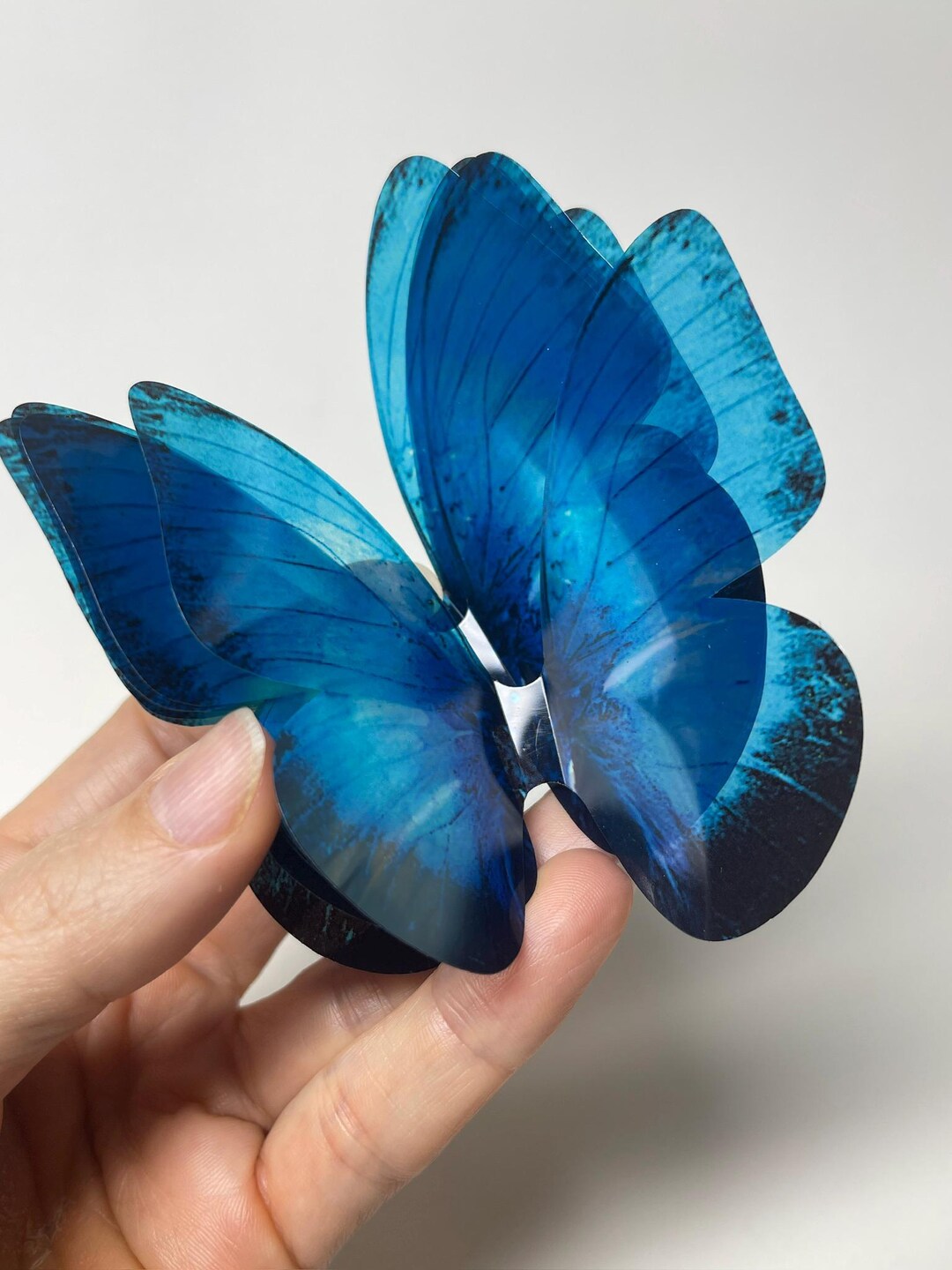 BLUE Butterfly - Translucent Plastic Butterfly - 3D Blue Artificial ...