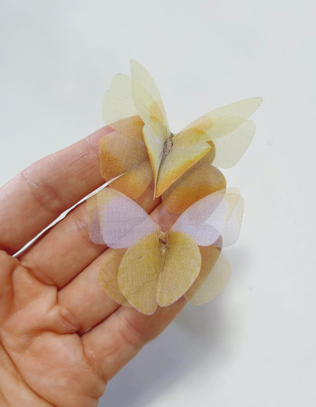 3D Silk Organza Yellow Butterfly - 3D Pale Yellow Butterfly - Light ...