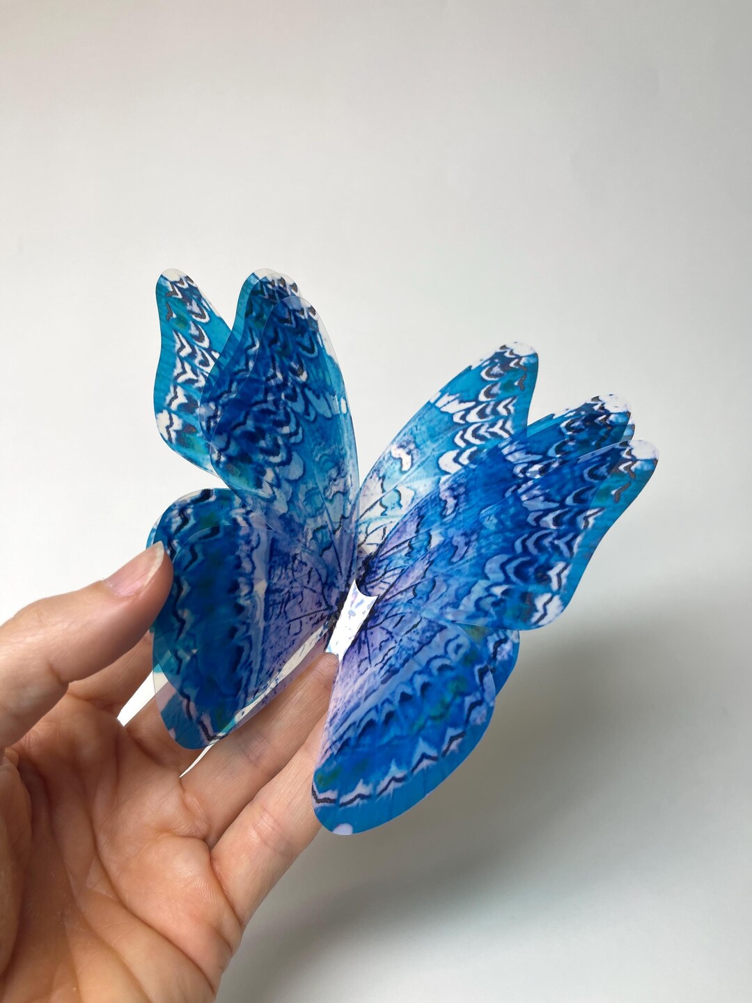 TEAL BLUE Butterfly - Translucent Plastic Butterflies - 3D Blue ...