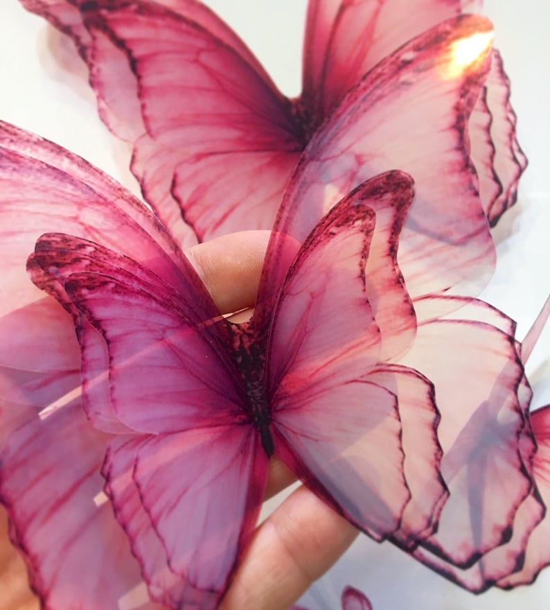 HUGE PINK BUTTERFLIES - 3D Light Pink Wall Decoration - Plastic Pink ...