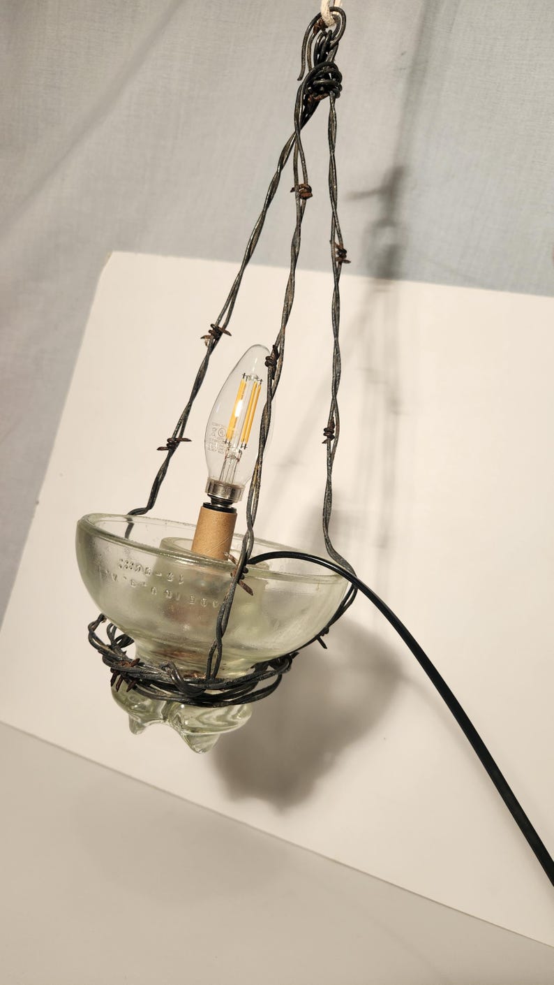 Hanging Glass Insulator Barbed Wire Frame Light - Etsy