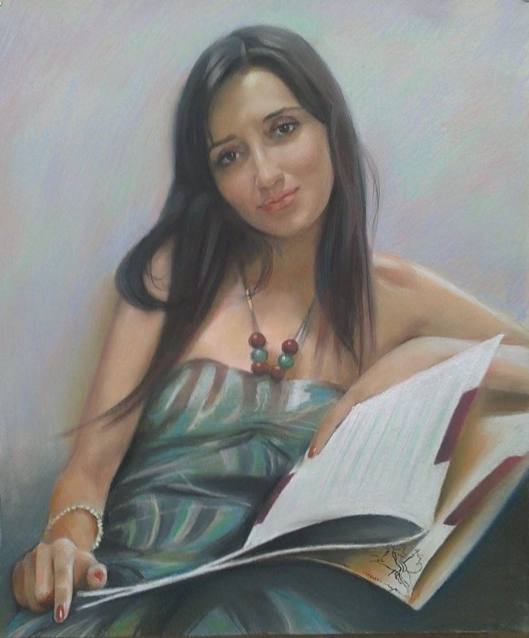 Personalized Female Portrait in Pastel | Custom Drawing From Photo ...